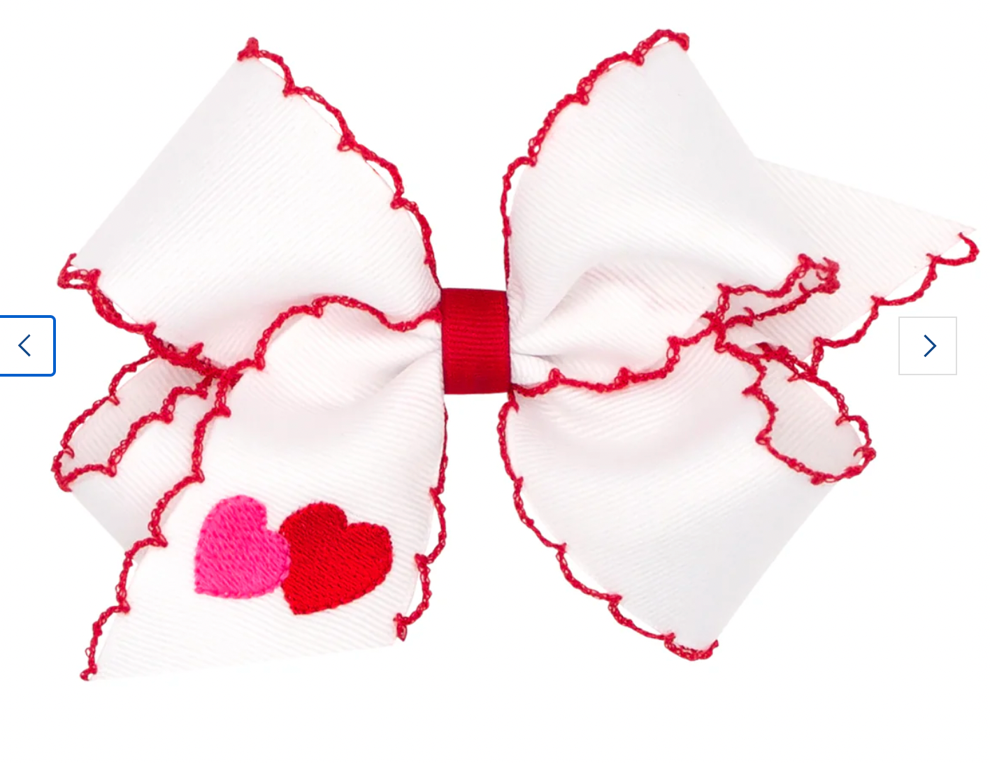 King Heart Embroidered White Bow Red Moonstitch | Magpies Paducah